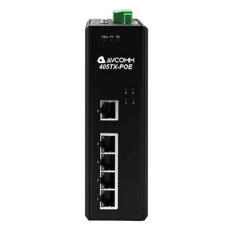 Avcomm 5-Port Industrial POE Unmanaged Ethernet Switch 405TX-POE | Zoro