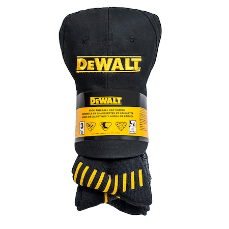 Dewalt Everyday cotton blend work sock, sizes 6-12, with baseball cap ...