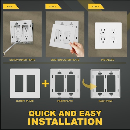 Faith 2-Gang Decorator Screwless Wall Plates Child Safe Outlet Covers ...