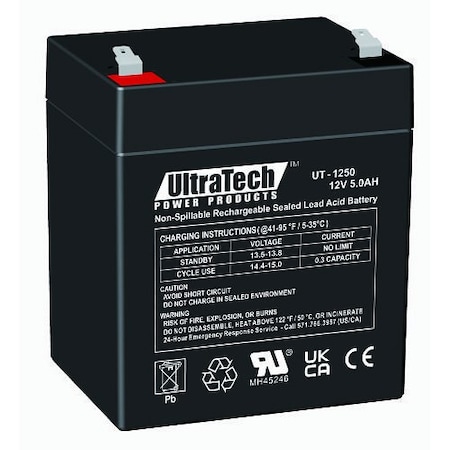 Ultratech 12V 5AH SLA BATTERY F2 IM-1250F2 | Zoro