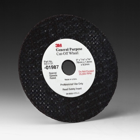 3M General Purpose Cut-Off Wheel 01987, 3 In X 0.04 In X 3/8 In ...