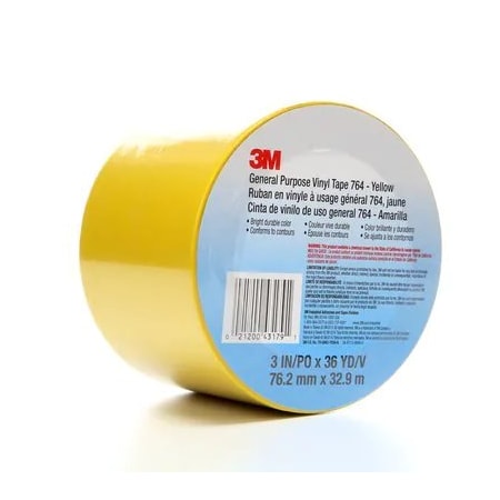 3M Oil & Gas General Purpose Vinyl Tape 764 Yellow, 3 In X 36 Yd 5.0 ...
