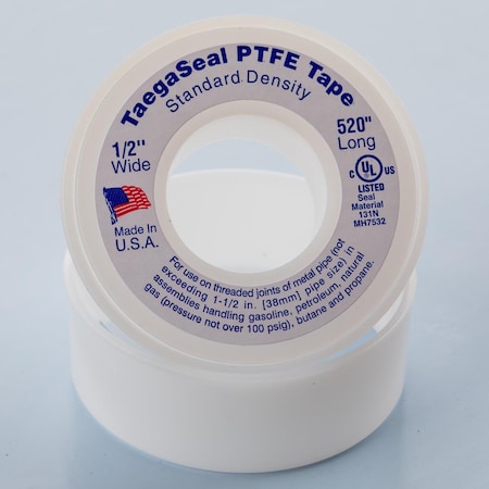 Taegatech Standard PTFE Thread Seal Tape 1/2" x 520" 1/2x520 | Zoro