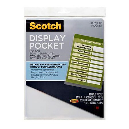 3M Scotch(Tm) Display Pockets Wl854C, 8.81 In X 11.2 In (22, 3 Cm X 28 ...