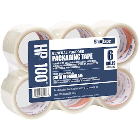 Shurtape Hp 100 - Clear - 72Mm X 50M, 6Pk 207184 | Zoro