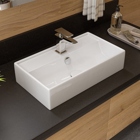 Alfi Brand ABC122 White 22" Rectangular Wall Mounted Ceramic Sink with ...