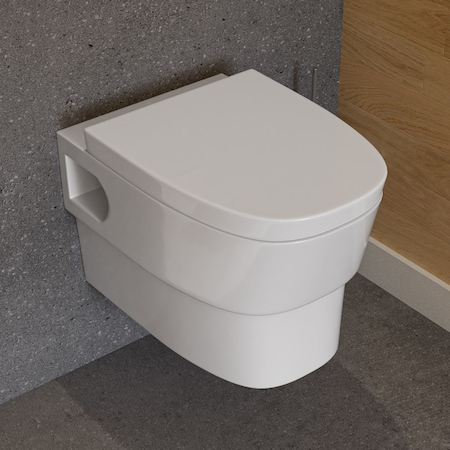Eago WD332 Round Modern Wall Mount Dual Flush Toilet Bowl WD332 | Zoro