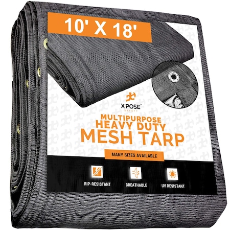 Xpose Safety 10 ft x 18 ft Heavy Duty Tarp, Black BMT-1018-X | Zoro