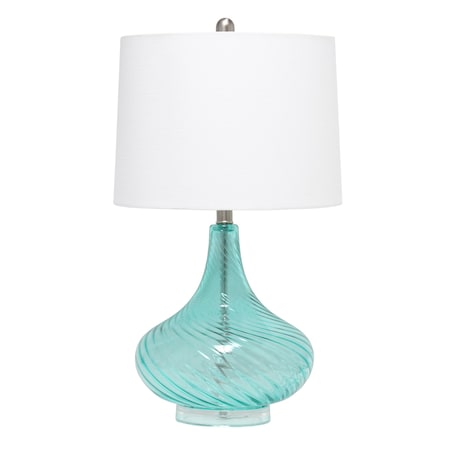 Lalia Home 24in Classix Contemporary Wavy Colored Glass Table Lamp with ...