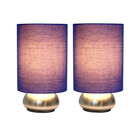 Simple Designs Gemini Mini Touch Lamp with Brushed Nickel Base, Blue ...