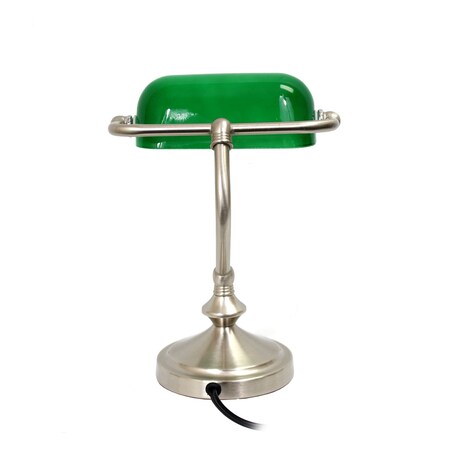Simple Designs Traditional Mini Banker's Lamp with Glass Shade, Green ...