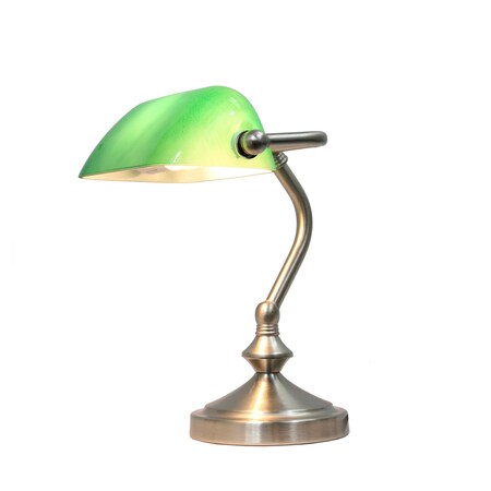 Simple Designs Traditional Mini Banker's Lamp with Glass Shade, Green ...