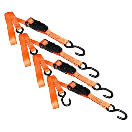 S-Line Ratchet Strap, 1"X15', Padded Handle & Compact Coated S-Hooks ...