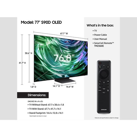 Samsung 77in Class OLED 4K HDR Gaming TV S90D Series QN77S90DAFXZA | Zoro