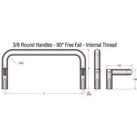 Amatom Handle Round 90 FF Internal Threaded 0832 3/8 X 2 X 7 14066-S ...