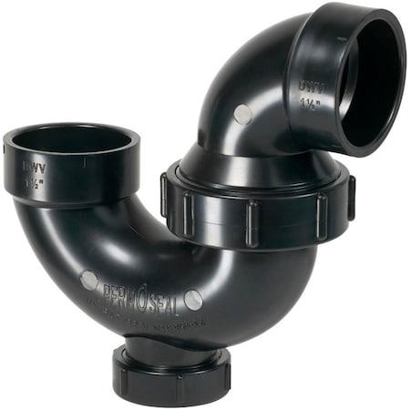 Thrifco Plumbing 1-1/2 Inch ABS P-Trap with Cleanout and Solvent Joint ...