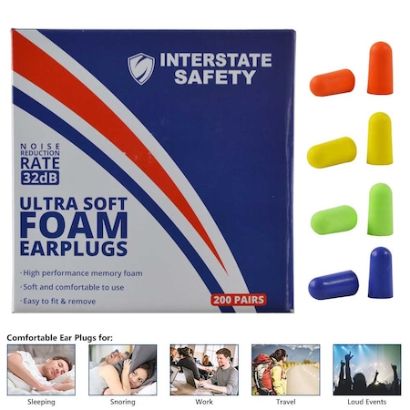 Interstate Safety Ultra-Soft Foam Earplugs, 32dB Highest NRR - 4 ...