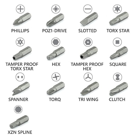 Superior Steel 100-Piece Screwdriver Security Bit Set BS100S | Zoro