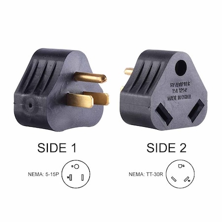Superior Electric Plug Adapter, Triangle, TT-30R, 5-15P, Black RVA1515 ...
