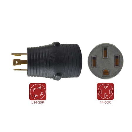 Superior Electric Plug Adapter, 14-50R, L14-30P, Black RVA1592 | Zoro