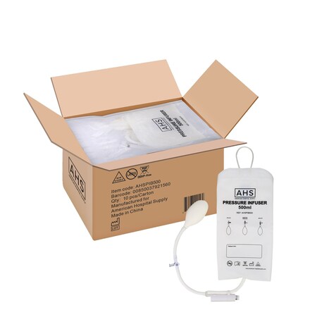 American Hospital Supply Pressure Infusion Bag, 500 mL, 10PK AHSPIB500 ...