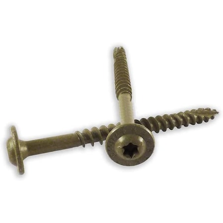 Woodpro Fasteners Wood Screw, 1/4 in, 2-1/2 in, Gold Washer Head Torx ...