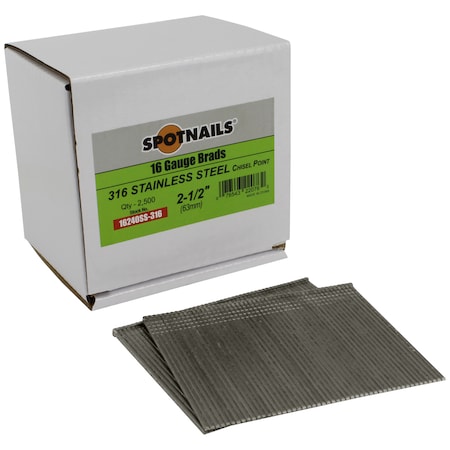 Spotnails Collated Brad Nail, 2-1/2 in L, 16 ga, Hot Dipped Galvanized ...