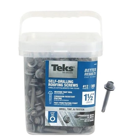 Teks Self-Drilling Screw, #12 x 1-1/2 in, Steel Flange Hex Head ...