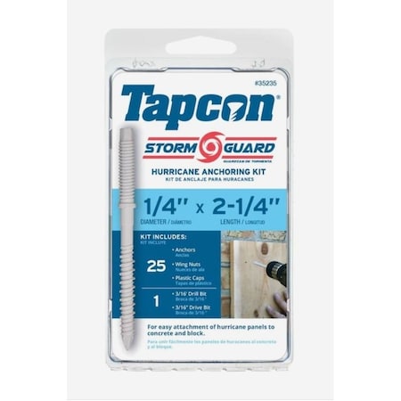Tapcon Tapcon Concrete Screw, 1/4" Dia., Hex, 2-1/4 in. L, Steel 25 PK ...