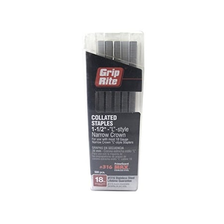GRIP RITE 1-1/2 in x 1/4 in Staples : 18 ga Plain 18-8 Stainless Steel ...