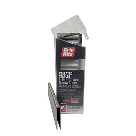 GRIP RITE 1-1/4 in x 1/4 in Staples : 18 ga Plain 18-8 Stainless Steel ...