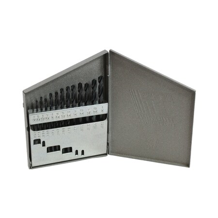 Triumph Twist Drill 1/16"-1/4"x64Ths w/ Metal Index HSS Drill Set Black ...