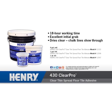 Henry Henry 430 GL ClearPro Thin Spread Floor Tile Adhesive 4 GAL 430 4 ...
