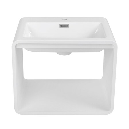 Streamline 23.6 in. Solid Surface Resin Wall Hung Basin In Glossy White ...