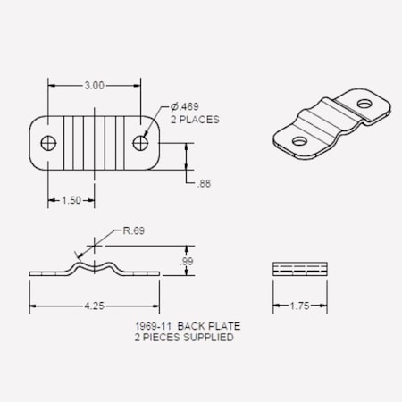 Eberhard Manufacturing Co Bracket Back Plate EMC 1969-11 ZN | Zoro