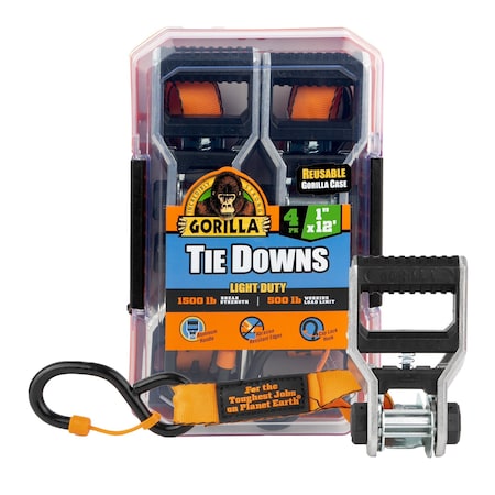 Gorilla Tie Down 1in x 12ft 1500 lb Aluminum Handle Ratchet Strap ...