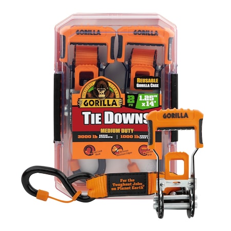 Gorilla Tie Down 1.25in x 14ft 3000 lb Ratchet Strap / Gorilla, 2PK ...