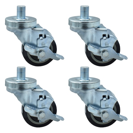 Bk Resources 3-inch Threaded Stem Casters, Polyurethane Wheels, Top ...