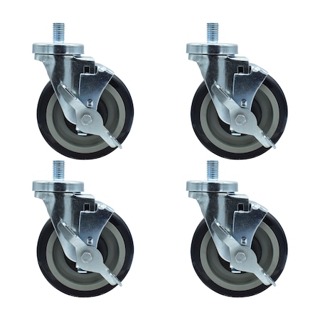 Bk Resources 5-inch Threaded Stem Casters, Polyurethane Wheels, Top ...