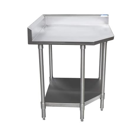 Bk Resources Stainless Steel Corner Work Table With Undershelf, 5"Riser ...