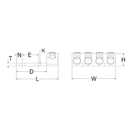 Burndy Aluminum Universal Terminal, 4 Conductor, 4 Hole, 6 AWG Str-350 ...