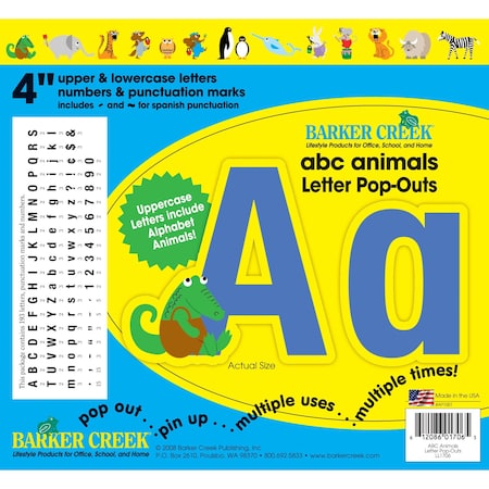 Barker Creek ABC Animals 4" Letter Pop-Outs, 255 Characters/Set 1706 | Zoro