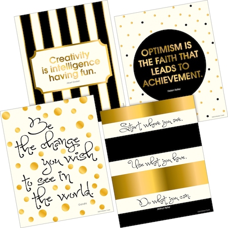 Barker Creek Creativity, Intelligence & Optimisim Art Prints Set, Gold ...