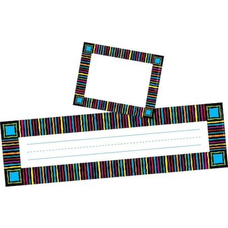 Barker Creek Neon Stripes Name tag & Name Plate Set, 81/Set 3970 | Zoro