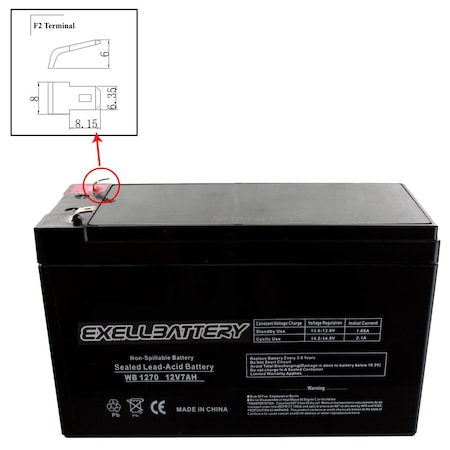 Exell Battery 12, 7, AGM Chemistry EB1270F2 | Zoro