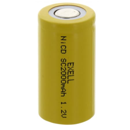 Exell Battery SubC 1.2V 2000mAh NiCD Flat Top Rechargeable Battery EBC ...