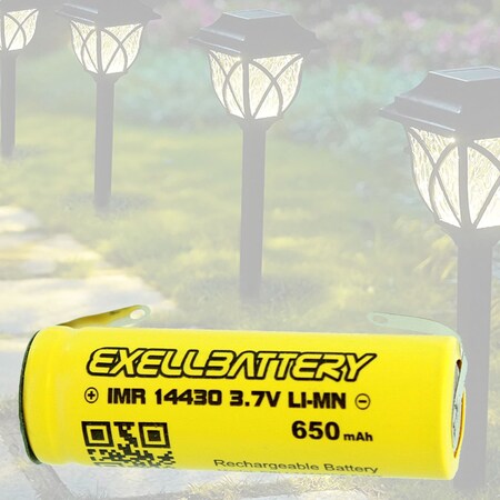 Exell Battery 14430 3.7V Li-Ion 650mAh Rechargeable Solar Light Battery ...