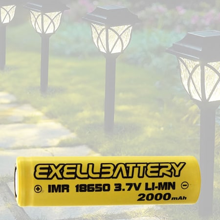 Exell Battery 3.7V 18650 Li-Ion 2000mAh Rechargeable Solar Light ...