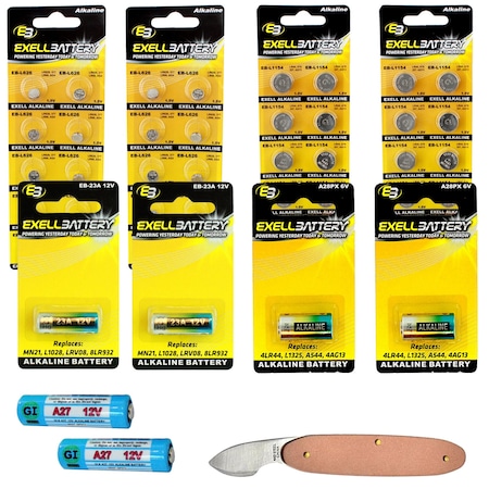 Exell Battery 47pc Essential Batteries Kit 23A A28PX L1154 CR2032 ...
