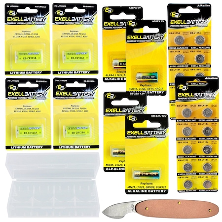 Exell Battery 30pc Essential Batteries Kit 23A L1154 A28PX CR123A ...
